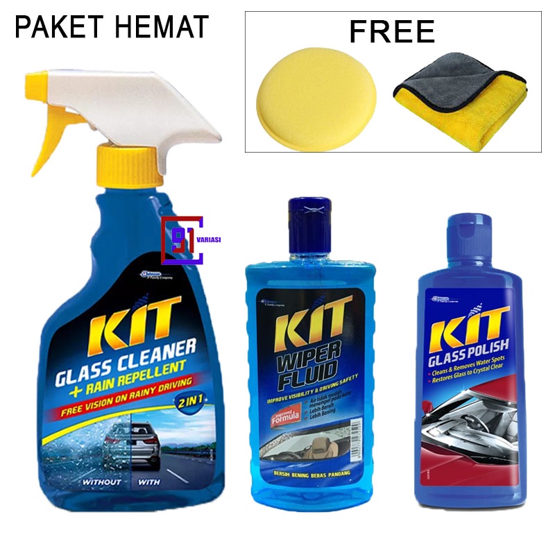 Jual PAKET PERAWATAN KACA MOBIL / Kit Glass Cleaner + Kit Glass Polish ...