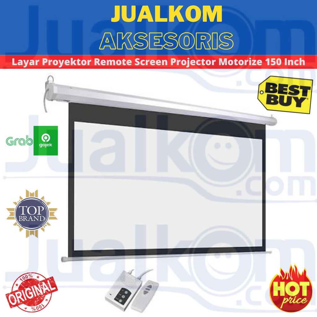 Jual Screen Motorized 150 inch (3 x 2) Meter Layar Proyektor | Shopee ...