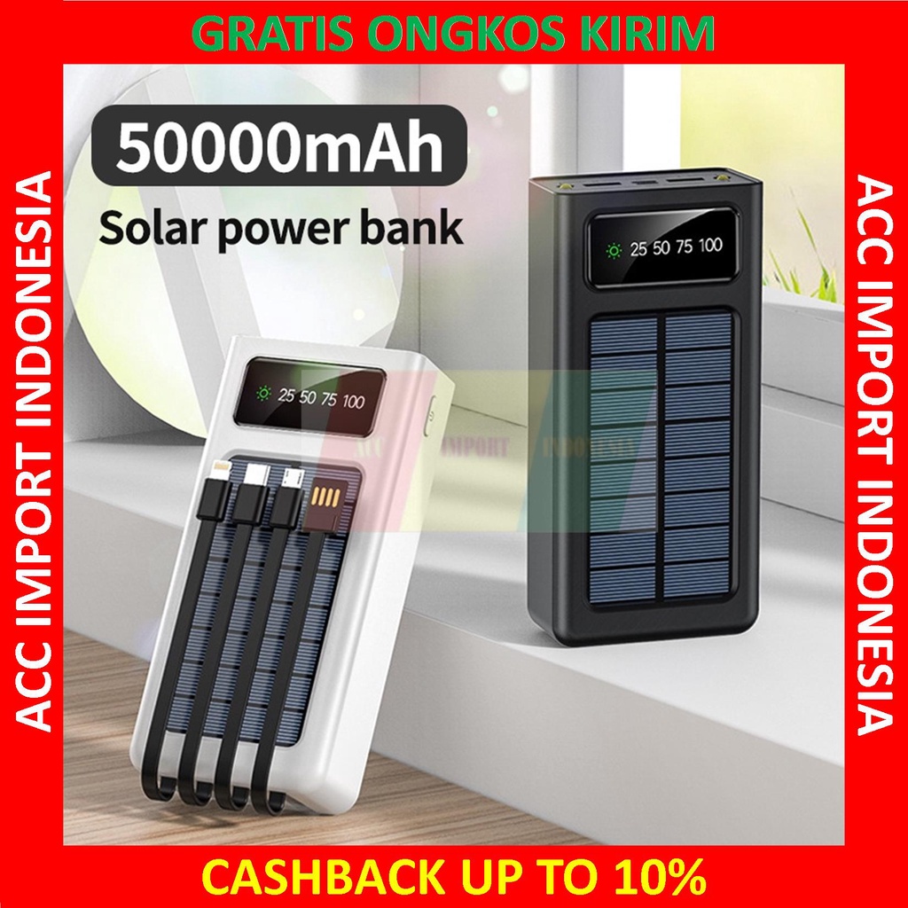 Jual Powerbank Solar Cell Tenaga Surya 50000Mah 4In1 LED Indikator ...