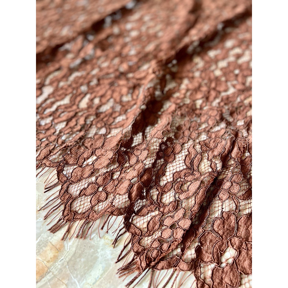 Jual Kain Brokat Bahan Brukat Panel 2 sisi Premium Import Brown Sakura ...
