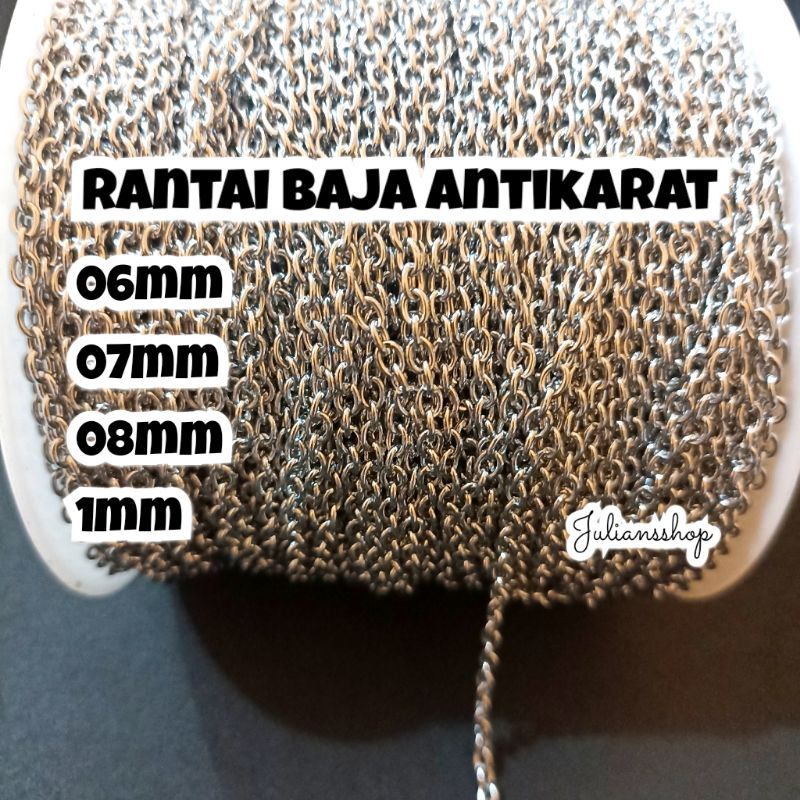 Jual 1 Meter Rantai Baja Antikarat 06/07/08/1mm Rantai Aksesoris Bahan ...