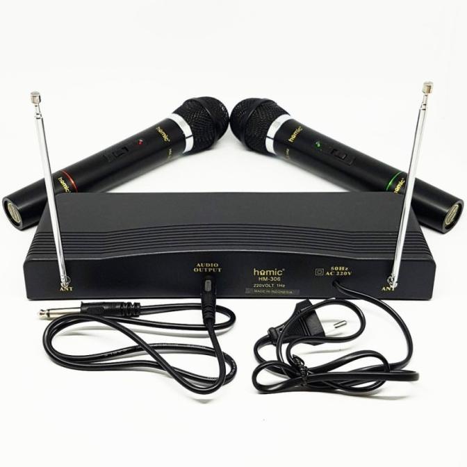 Jual Mic Microphone HOMIC Double Wireless HM-306 HM306 VHF Series COD ...