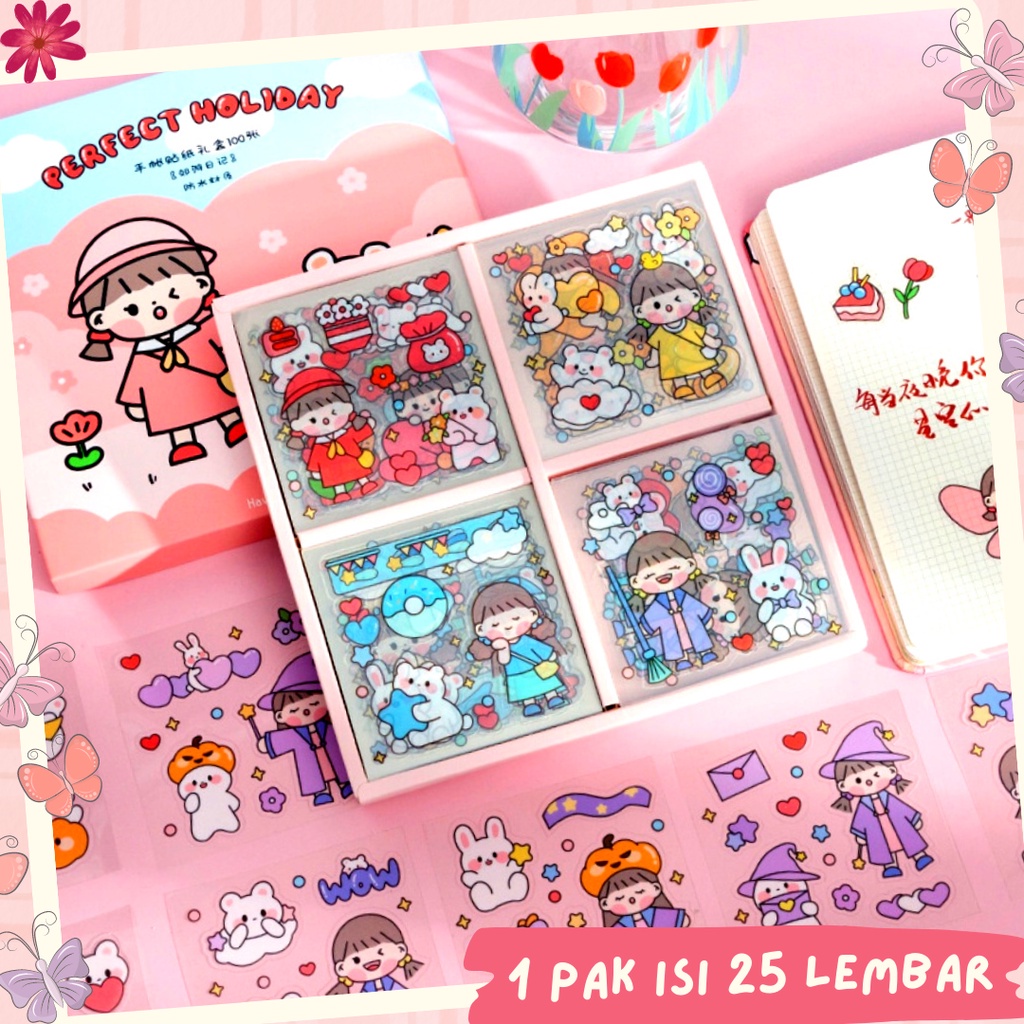 Jual Stiker BOX 2D Tempel Lucu 1 Pak Isi 25 Lembar Planner Scrapbook Cute Anti Air Aesthetic ...