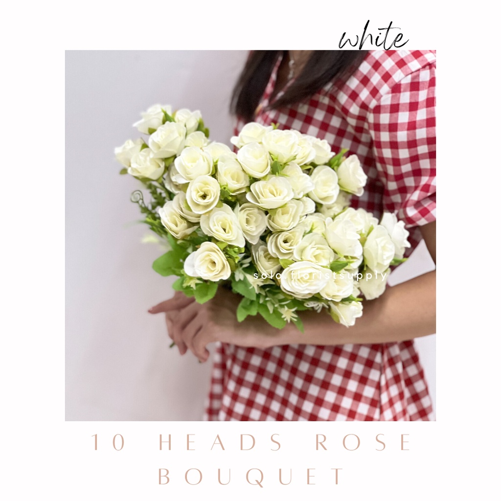 Jual 10 HEAD ROSE BOUQUET BUNGA MAWAR KECIL HIAS ARTIFICIAL PASTEL ROSE ...