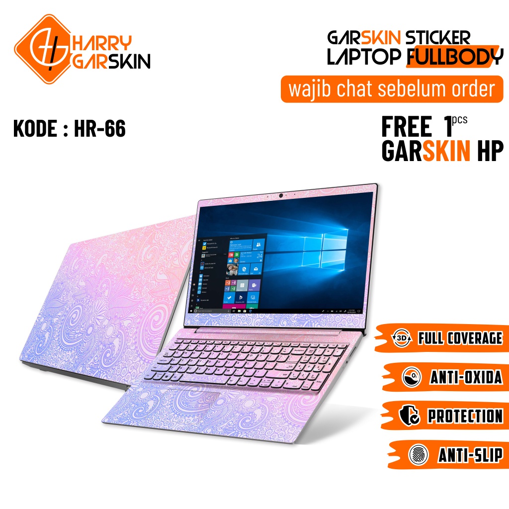 Jual Garskin Laptop Full Body Motif Kode HR66-HR70 Bisa Request Gambar FREE Garskin HP & Sticker ...