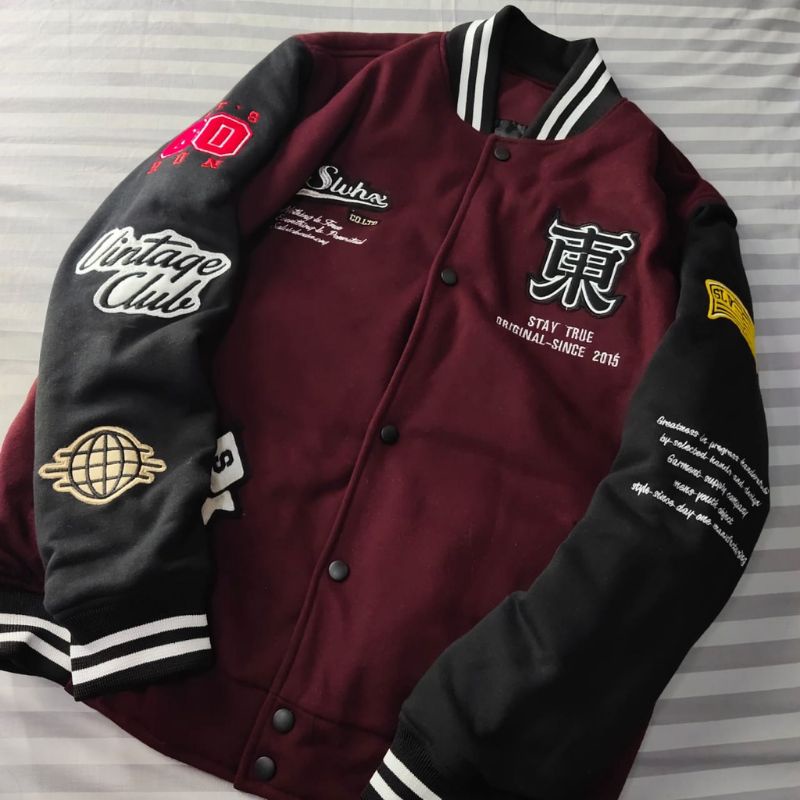 Jual Legacy Jaket varsity Baseball Maroon Pria dan Wanita Original ...