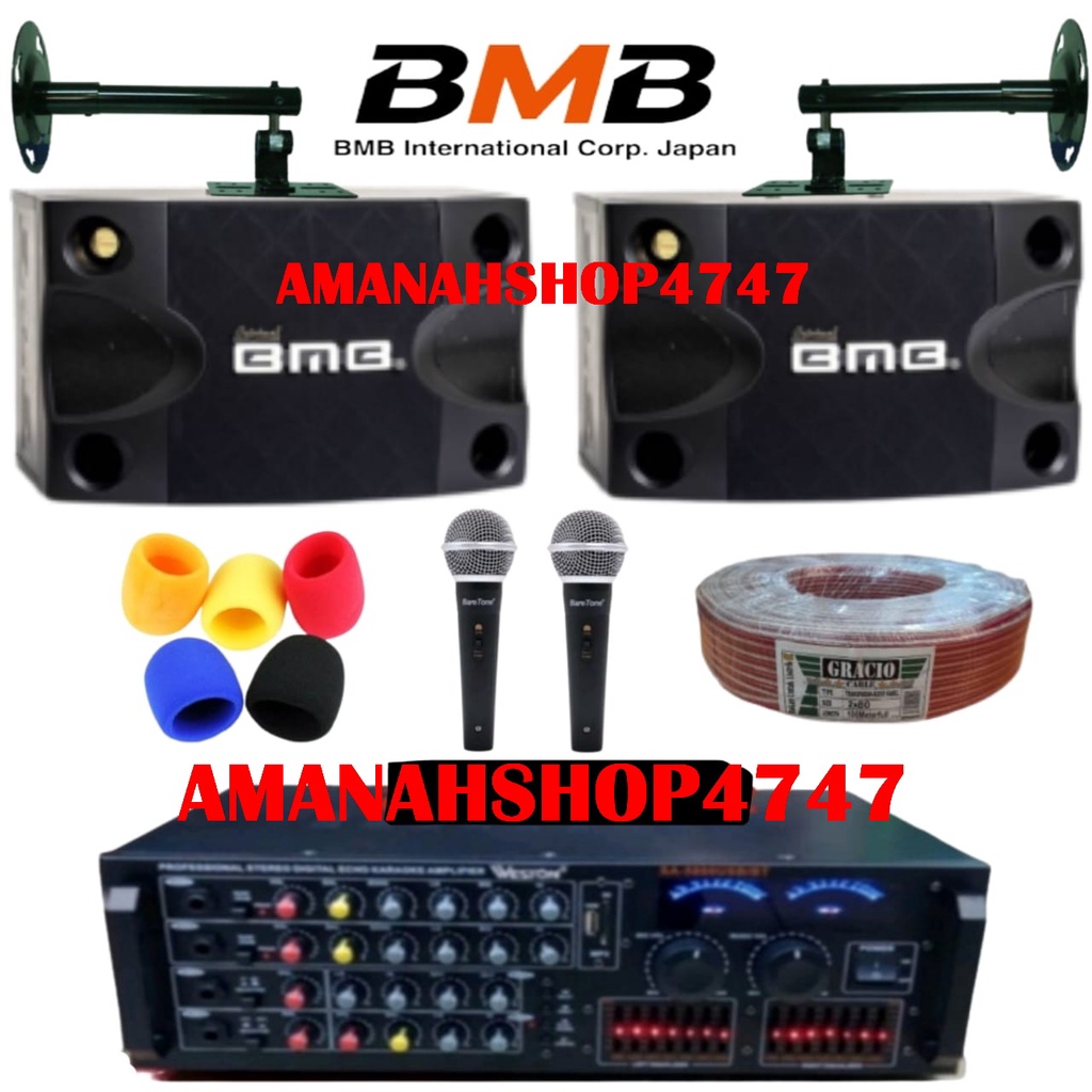 Jual paket karaoke sound system speaker BMB 8inch + amplifier Weston ...