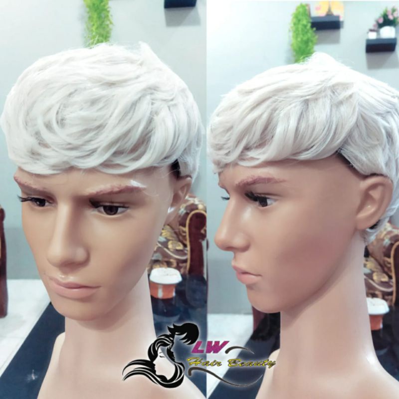 Jual Wig Pria Pendek ikal Putih | Shopee Indonesia