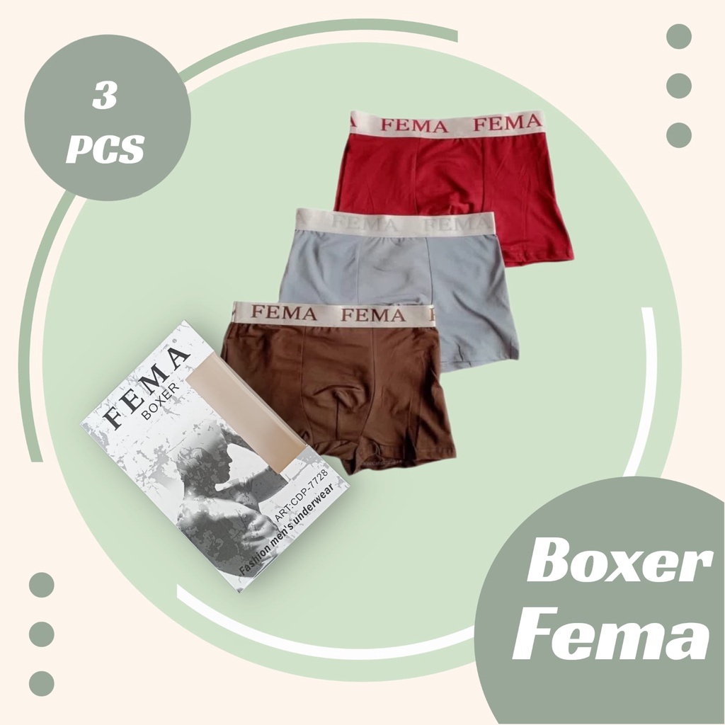 Jual [ 3 PCS ] CELANA DALAM PRIA DEWASA BOXER SEGI EMPAT FEMA / CD PRIA ...