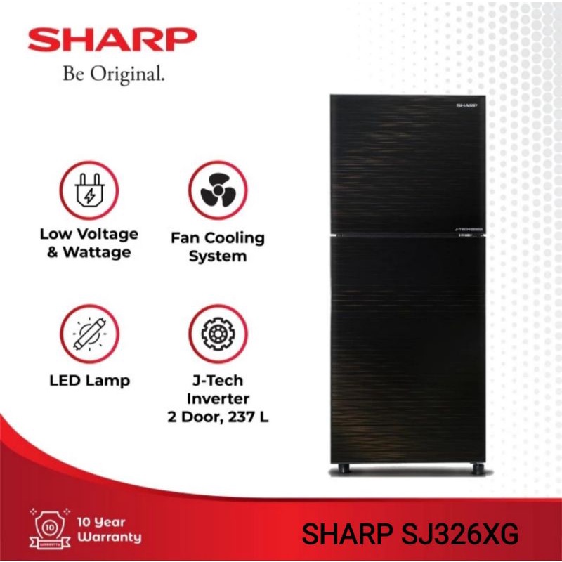 Jual Kulkas Kecil 2 Pintu Small 2 Door Refrigerator - Sharp SJ326XG Shine Glass Door | Shopee ...