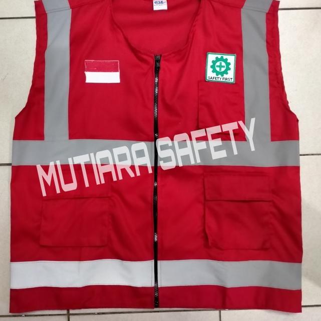 Jual Rompi drill rompi safety rompi proyek+logo k3+logo bendera - Merah ...