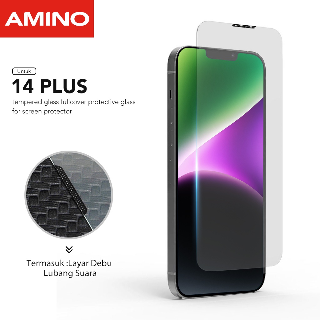 Jual AMINO Anti Dust Tempered Glass Untuk Iphone 14 Plus 6.7 inch Screen Protector Full Cover ...