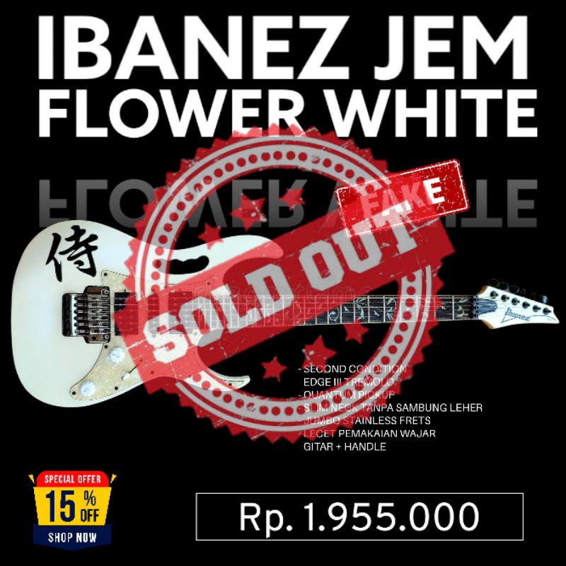 Jual IBANEZ JEM FLOWER WHITE ( SOLD OUT ) | Shopee Indonesia