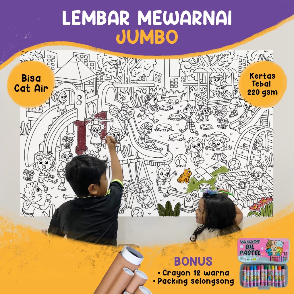 Jual Promo 5 Desain Poster Mewarnai Jumbo Giant Coloring Sheet