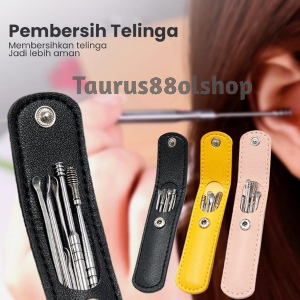 Jual korek kuping 6in1 plus pouch set pembersih telinga isi 6 tas kulit ...