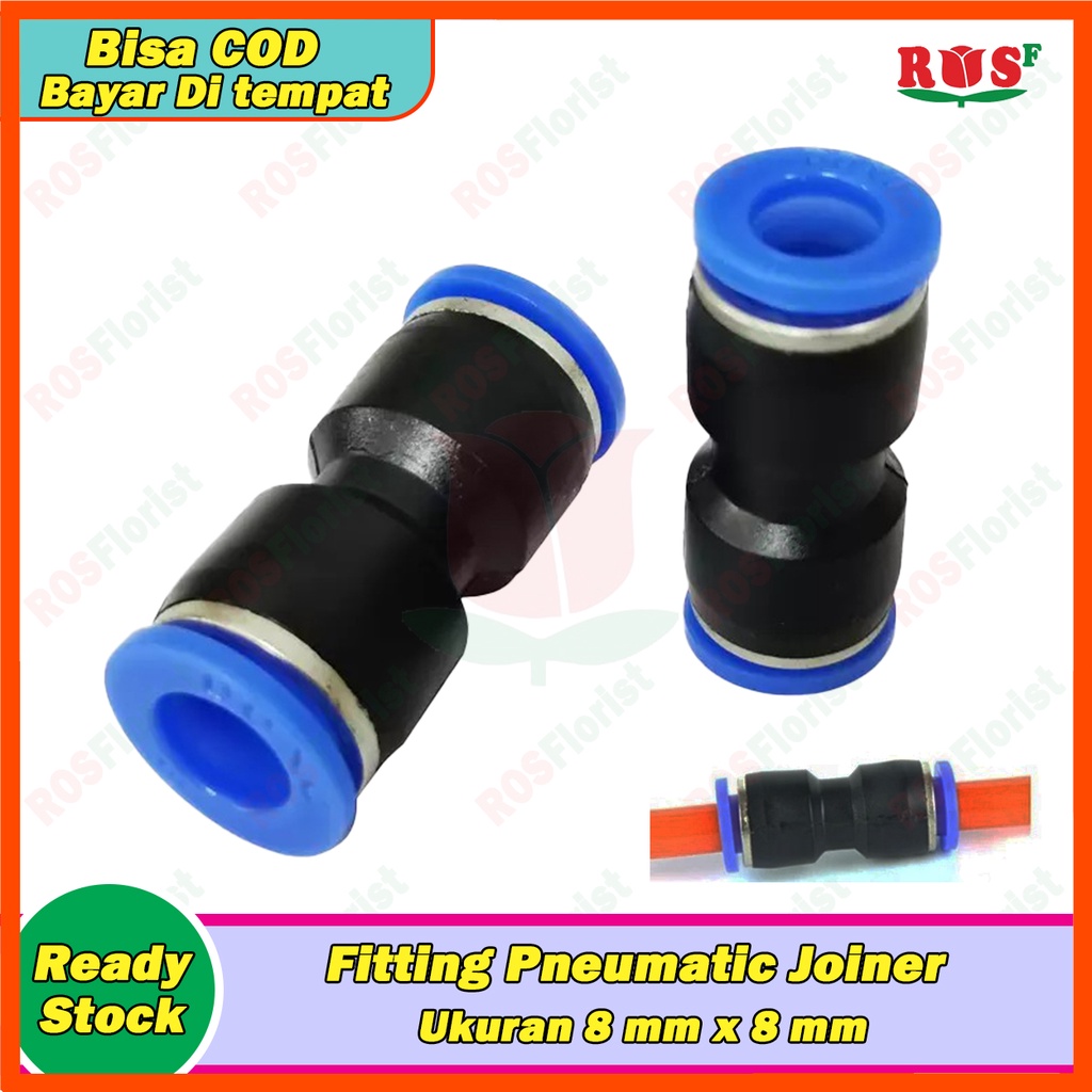 Jual Fitting Pneumatic Joiner 8 mm Slip Lock Way Selang PU PE 8mm Kompresor Angin RF-D3A1 ...