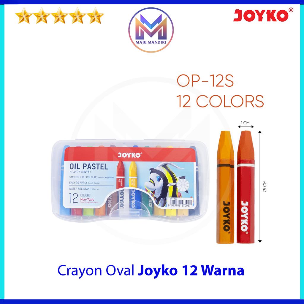 Jual Crayon Joyko 12 Warna OP-12S / Oil Pastel Krayon Oval | Shopee ...