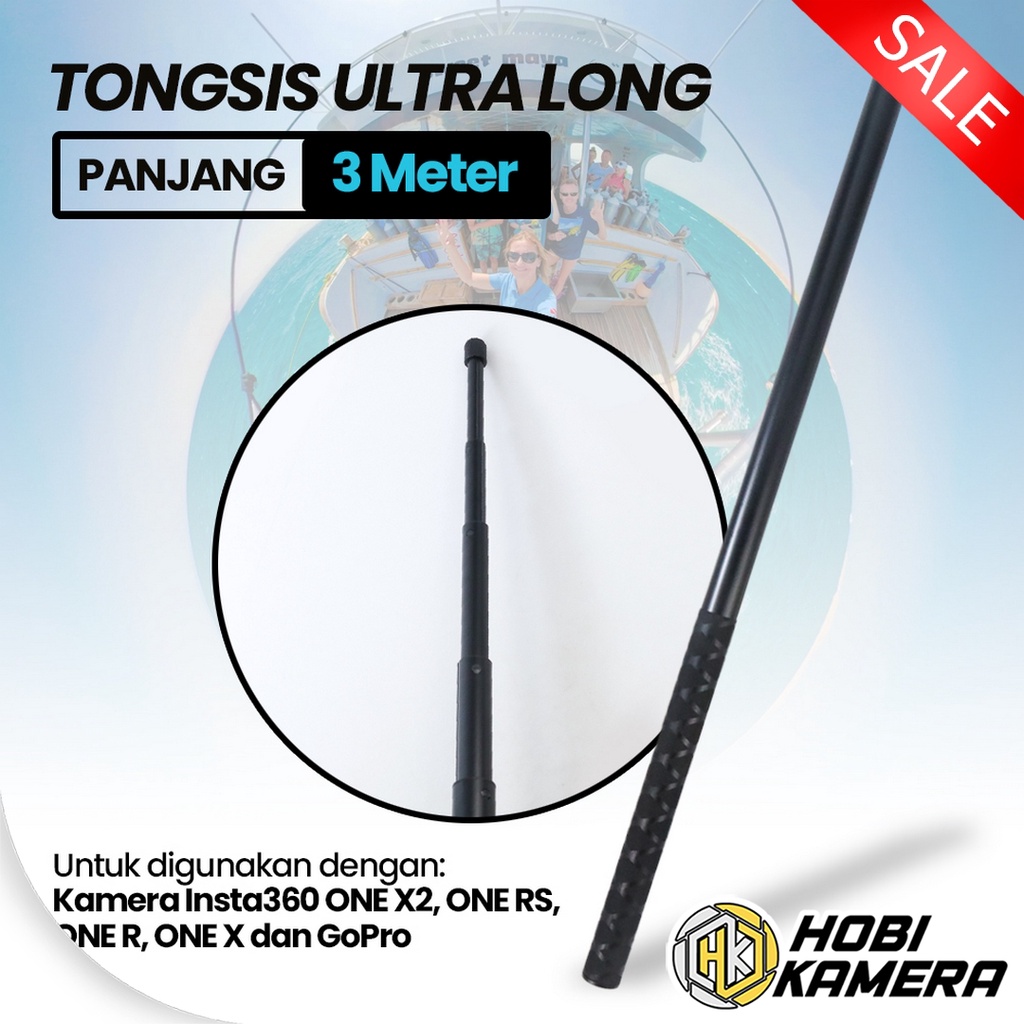 Jual Tongsis Panjang 3 Meter cocok untuk Insta 360 Action camera go pro ...