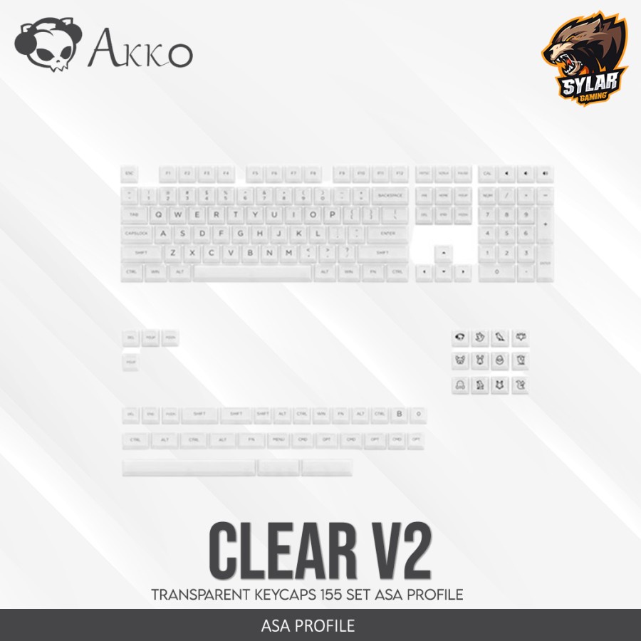 Jual Akko Clear V2 Transparent Keycaps 155 set ASA Profile | Shopee ...