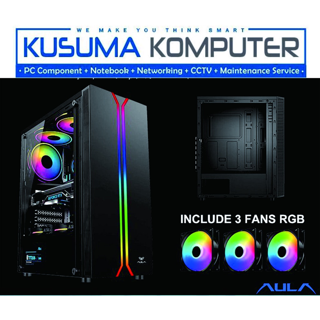 Jual Casing PC AULA Gaming Reactor FZ011 include 3 Fan RGB | Shopee ...