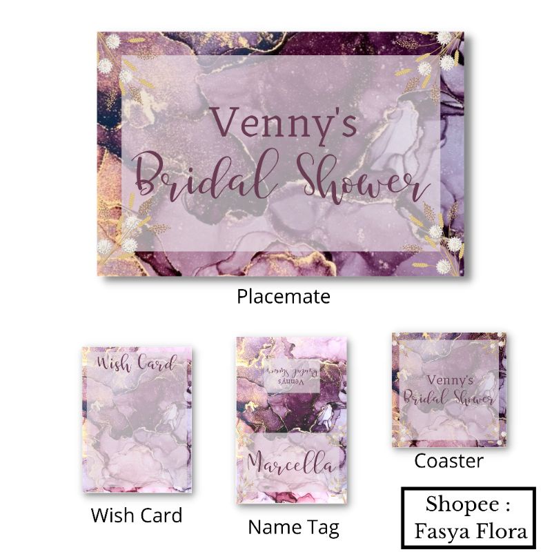 Jual TABLE SETTING | PRINTABLE | PLACEMATE MARBLE BRIDAL SHOWER | BABY ...