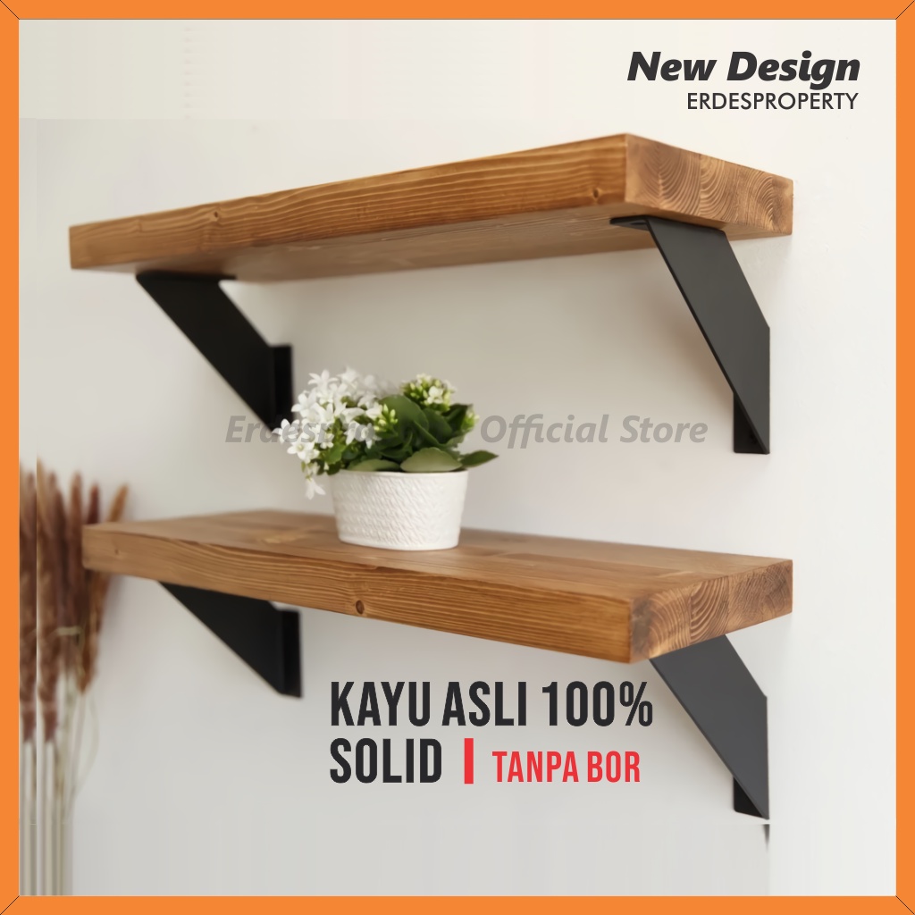 Jual Rak Ambalan Kayu Asli Besi Dinding Hiasan Rumah Dapur Minimalis ...