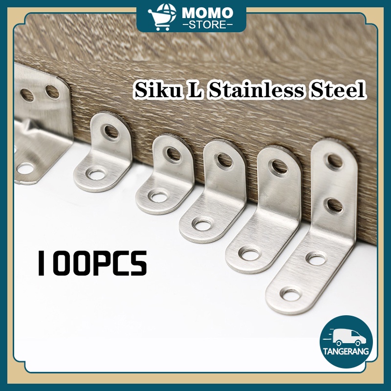 Jual 丨100Pcs丨Siku L Stainless Steel untuk Ambalan Braket Siku Plat ...