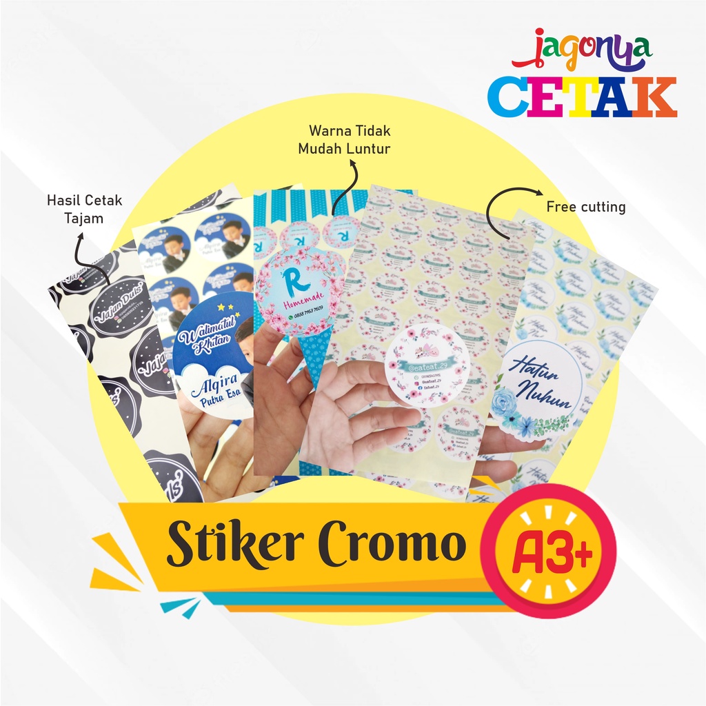 Jual Cetak Stiker Label - Label Kemasan - Stiker Cromo A3 | Shopee ...