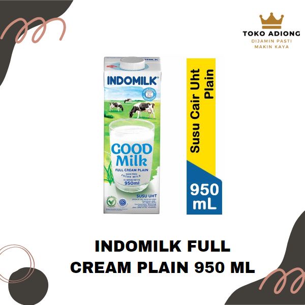 Jual Indomilk Full Cream Plain 950 ML- UHT MILK - Susu Segar - Fresh Milk - Halal MUI & BPOM ...