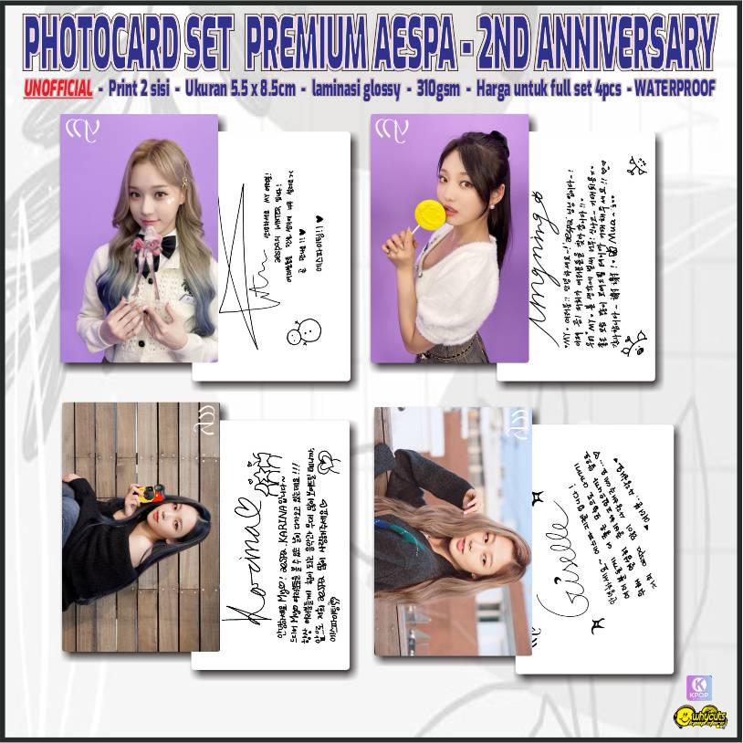 Jual Photocard Premium Isi 4 pcs Aespa / Vogue / 2nd anniversary / mlb / w korea / fanmeet ...