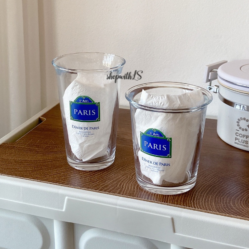 Jual PARIS Glass Cup/Gelas Kaca Estetik/Aesthetic Glass/Home Cafe Glass ...