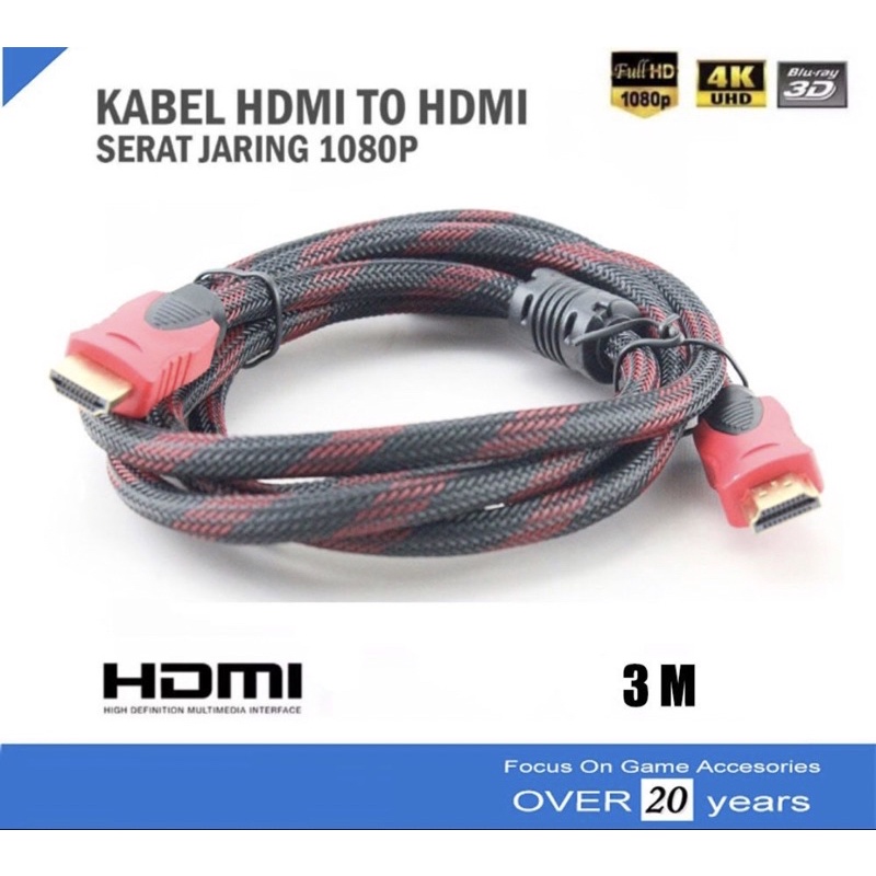 Jual Kabel ORIGINAL FLECO HDMI to HDMI Male To Male 300M / 3M / 3Meter Cable Data Laptop ...