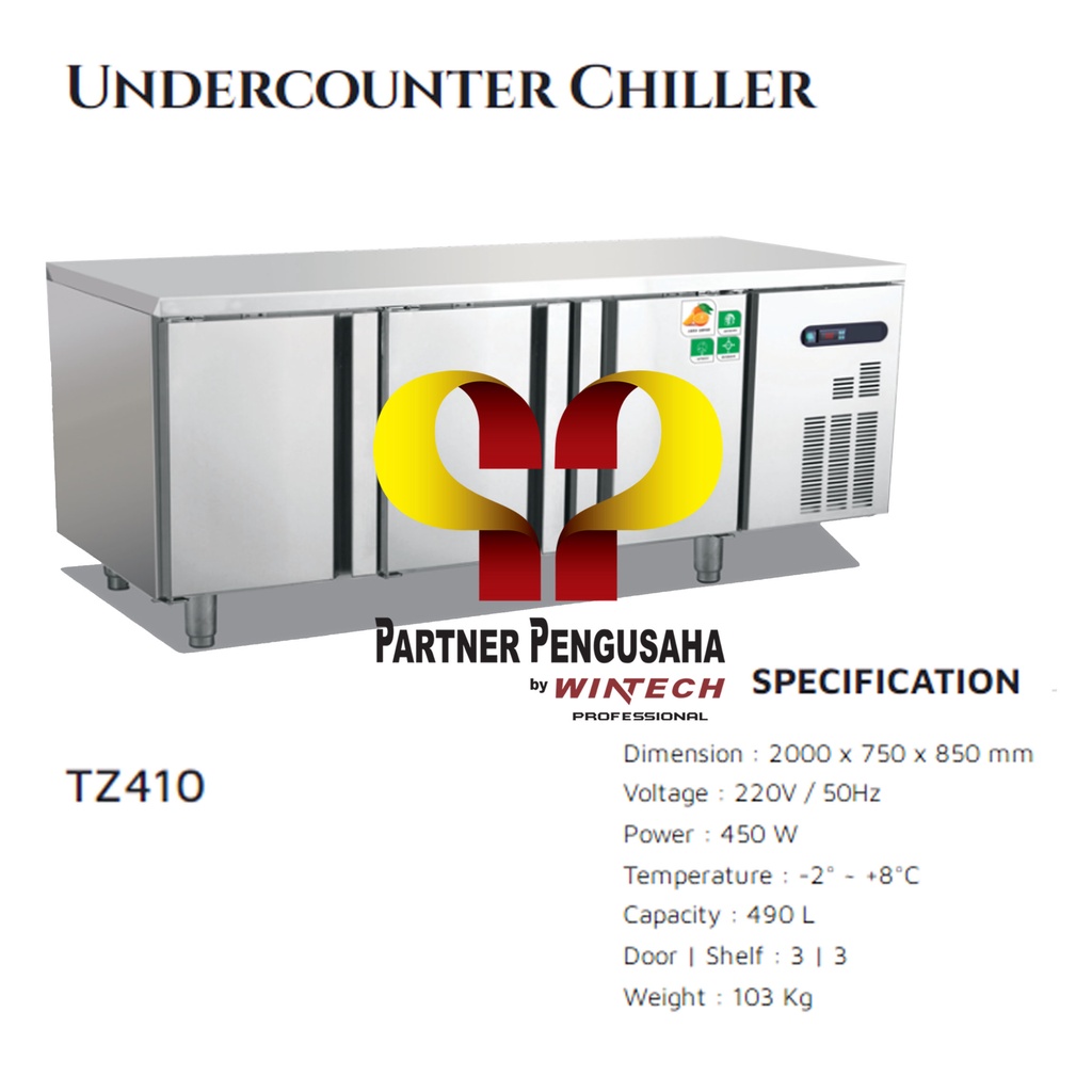 Jual CROWN TZ410 Stainless Steel Undercounter Chiller 3 Tiga Pintu - 3 ...