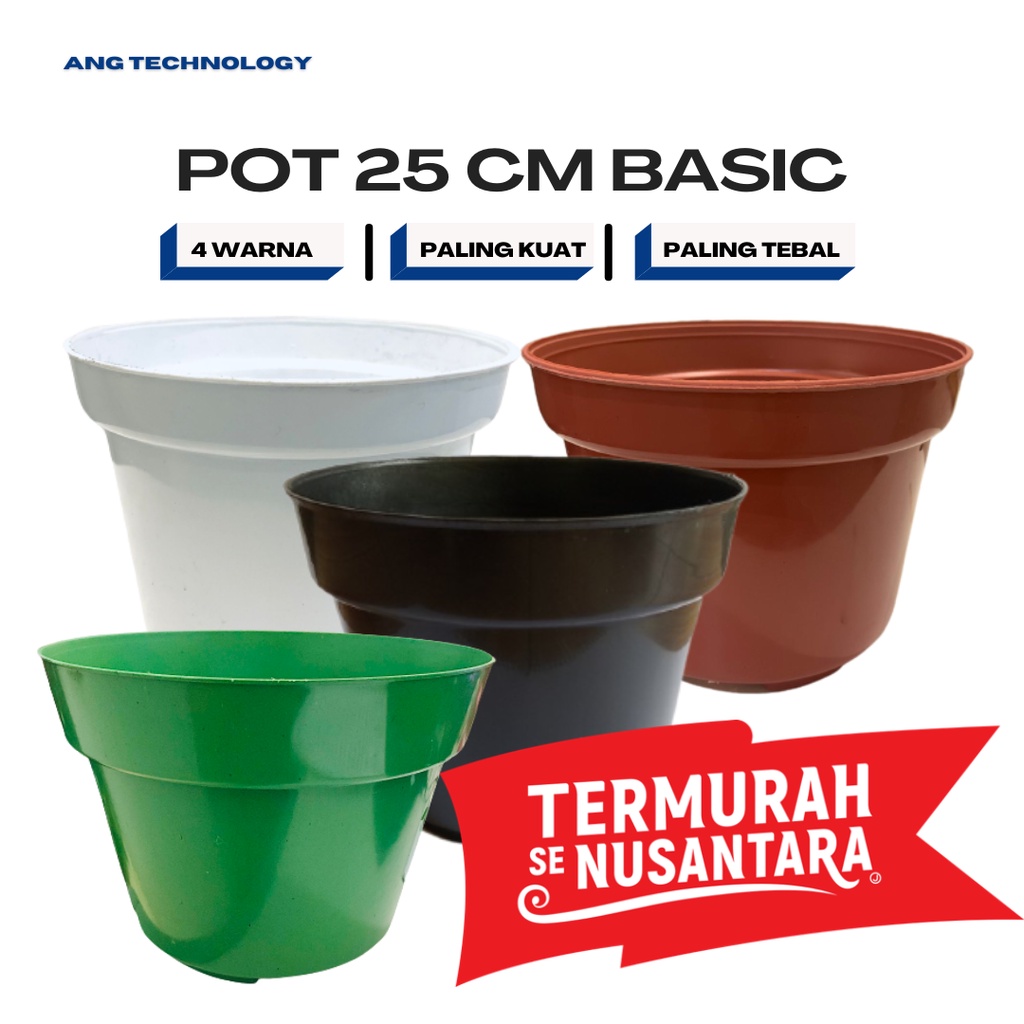 Jual Pot Bunga Hitam Putih Merah Bata Hijau 25 cm (MODEL BASIC ...