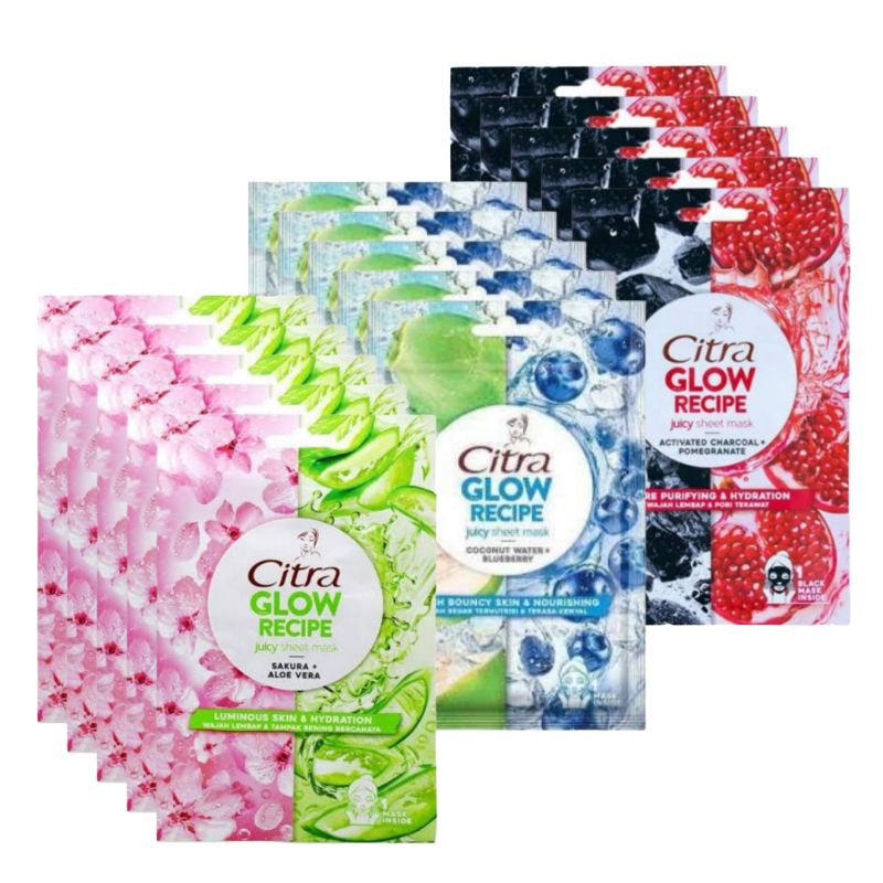 Jual PAKET HEMAT Citra Glow Recipe Juicy Sheet Mask [5pcs] | Shopee ...