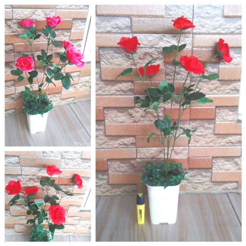 Jual Mawar tinggi bunga hias artificial imitasi palsu plastik | Shopee ...