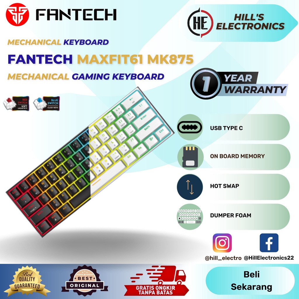 Jual Fantech Maxfit61 Mechanical Keyboard MK857 60% Gaming Keyboard ...