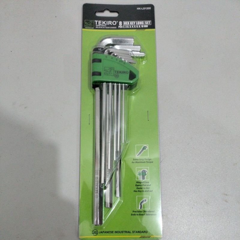 Jual KUNCI L SET "TEKIRO" PANJANG 8PCS (2-10MM) || HEX KEY LONG SET ...