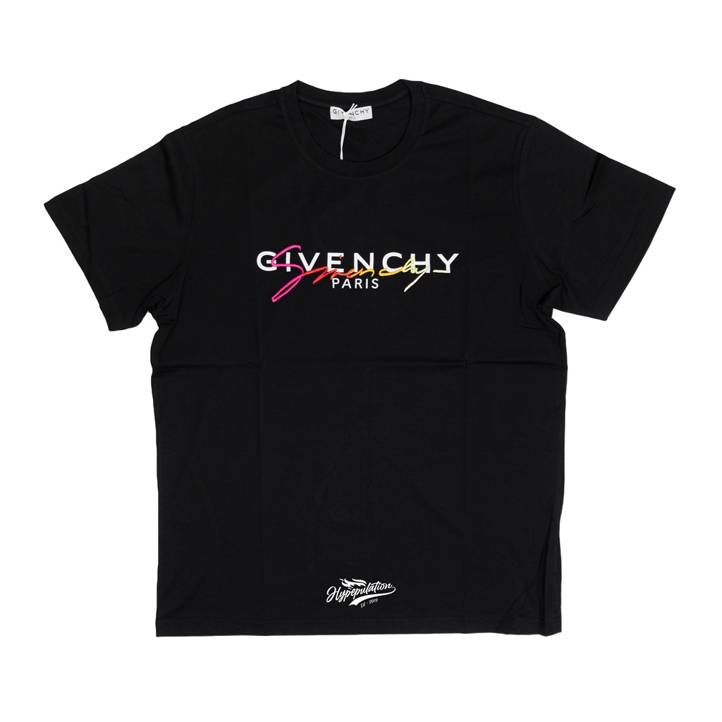 Jual Givenchy White/Rainbow Semi Embroidered Signature Logo Black Tee ...