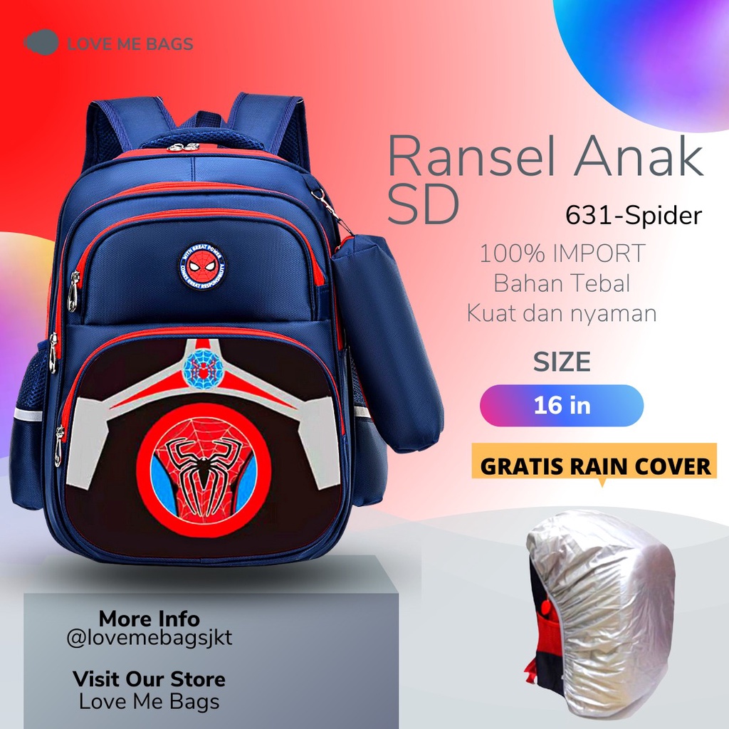 Jual LMB Tas Anak Sekolah Laki Laki SD Import Bahan Nilon Premium Karakter Superhero Bagian ...