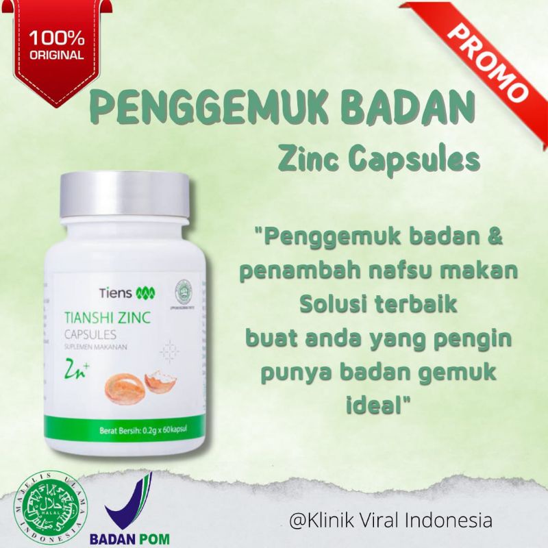 Jual Tianshi Zinc Capsules Penggemuk Badan Alami Tanpa Efek Samping Dan ...
