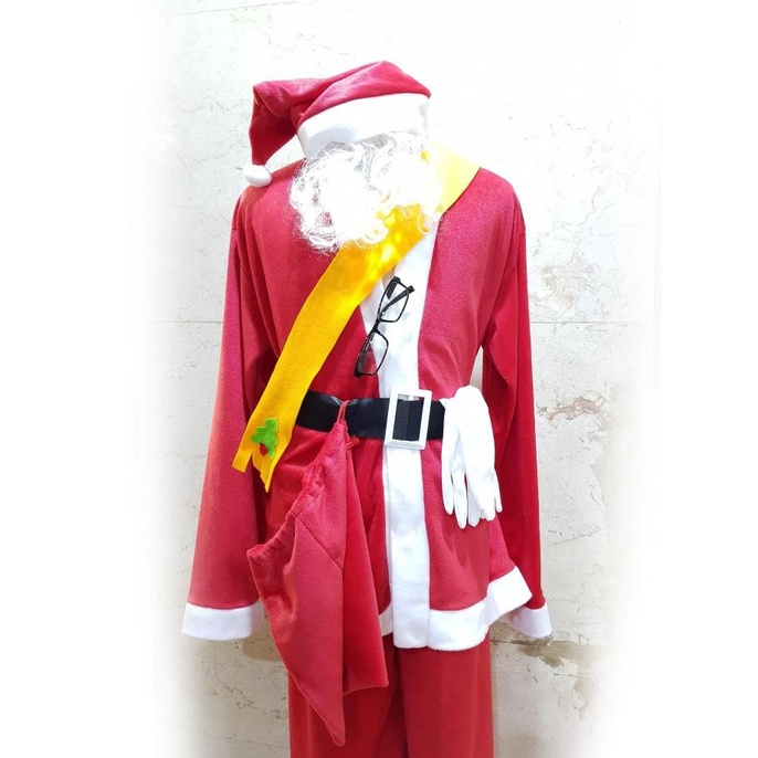 Jual SALE Baju Kostum Natal Santa Clause Dewasa Lengkap Merah Hijau Set ...
