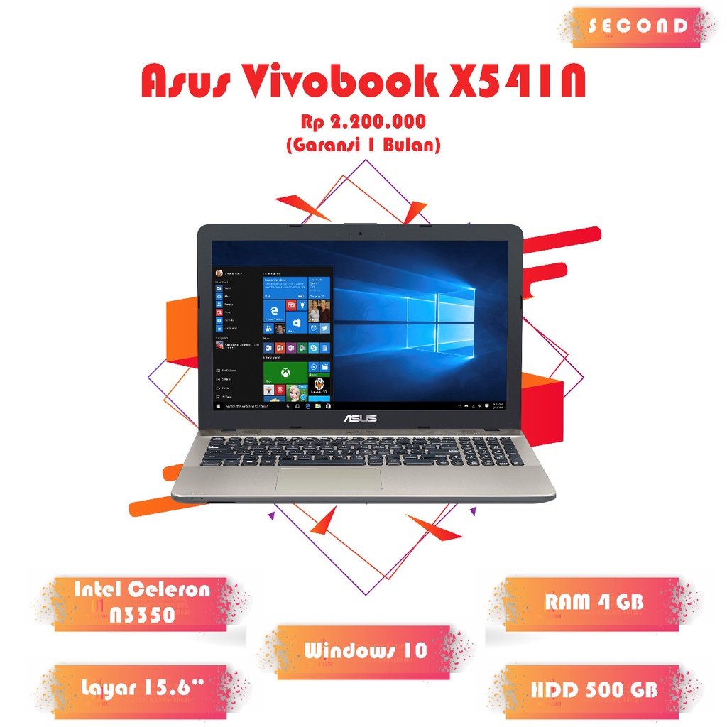 Jual Laptop Asus Vivobook X541NA RAM 4GB Harddisk 500GB Layar 15.6" 2 ...