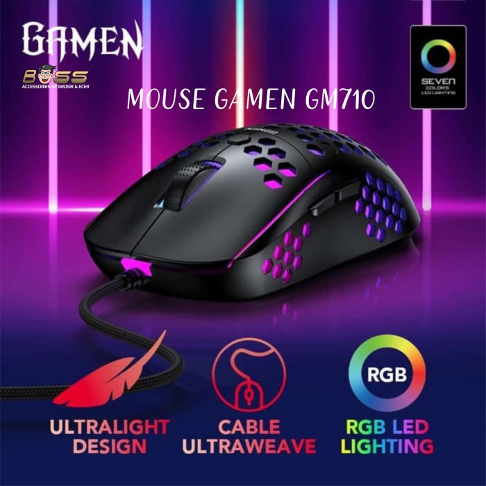 Jual GAMEN GM710 6400 DPI Optical Gaming Mouse 6 Lighting Modes RGB LED ...