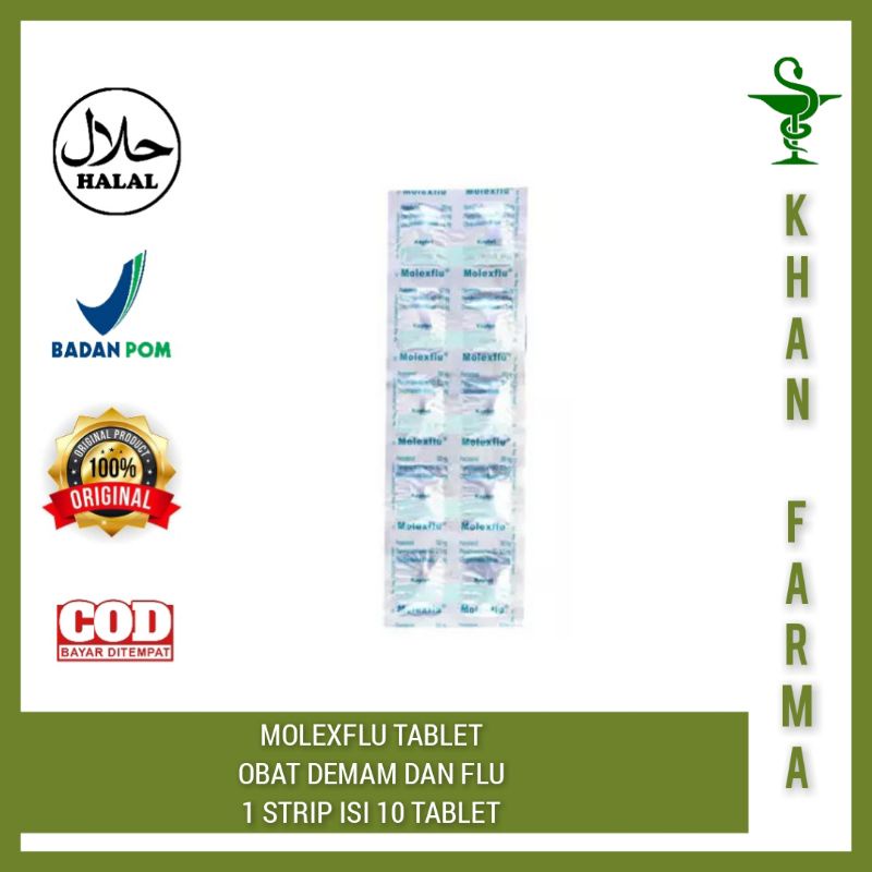 Jual MOLEXFLU TABLET OBAT FLU DAN DEMAM ANAK DEWASA 1 STRIP ISI 10 ...