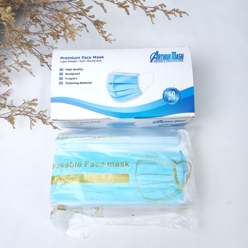 Jual Arthur Mask 3ply Biru isi 50 pcs | Shopee Indonesia