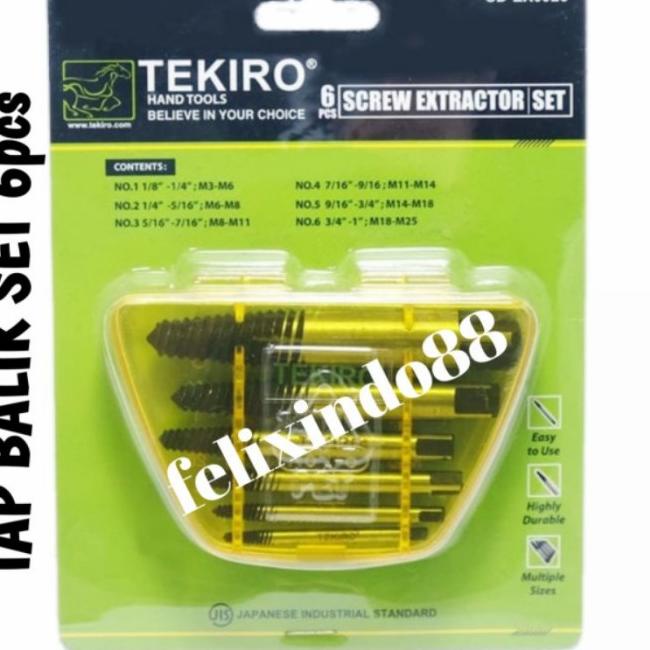 Jual TEKIRO HAND TAP TAB ULIR BALIK DRAT KIRI BAUT PATAH 6 PCS SCREW ...