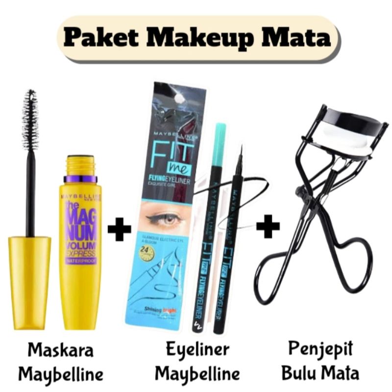 Jual [Paket Makeup Mata 3in1] Maskara Maibelin + Eyeliner Maibelin ...