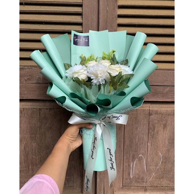 Jual Buke Bunga Termurah!! Sage Green wrapping buke With Rose ...