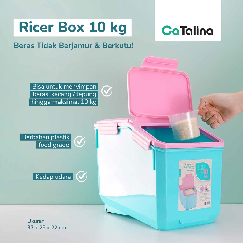 Jual Kontainer Kotak Beras Container Rice Box 10 kg | Shopee Indonesia